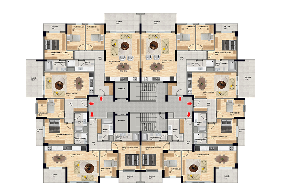 KIZILLIK MİRAPARK B Blok Kat:7 - PAMUK İNŞAAT IPTS